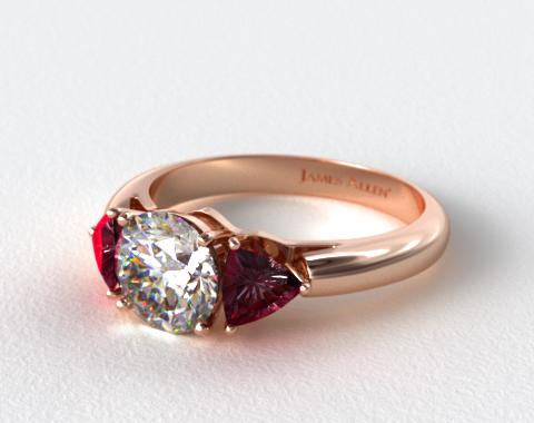 Three Stone Trillion Shaped Ruby Engagement Ring | 14K Rose Gold | 11155R14