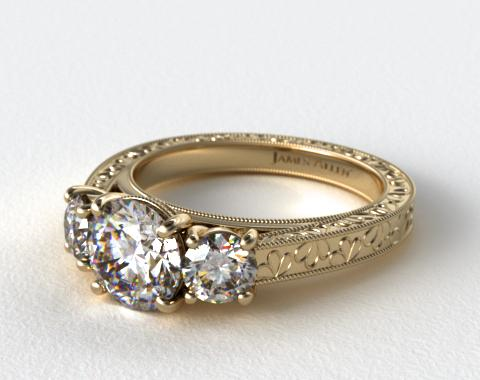 17063Y | Hand Engraved James Allen Three Stone Diamond Engagement Ring ...