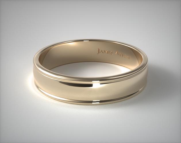 6mm Grooved Edge Comfort Fit Wedding Band
