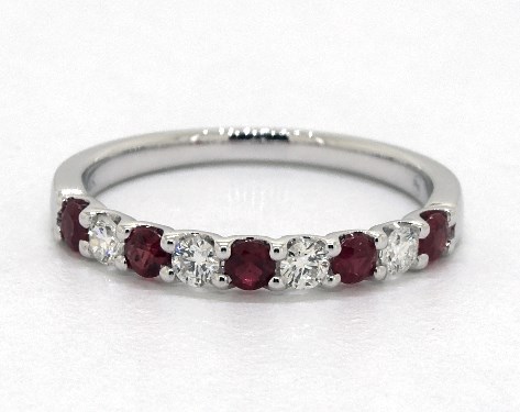 fashion rings, gemstone rings, 14k white gold alternating ruby and ...