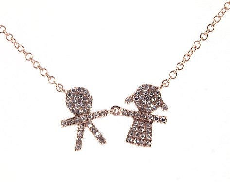 necklaces, diamond necklaces, 14k rose gold boy girl diamond necklace ...