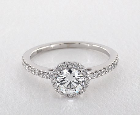 0.70 Carat Round Cut Halo Engagement Ring in 14K White Gold - 1732656