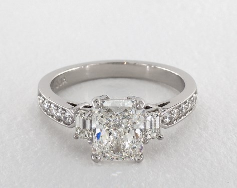 2.03 Carat Radiant Cut Three Stone Engagement Ring in Platinum - 1752486