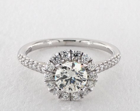 0.81 Carat Round Cut Halo Engagement Ring in 14K White Gold - 1799376