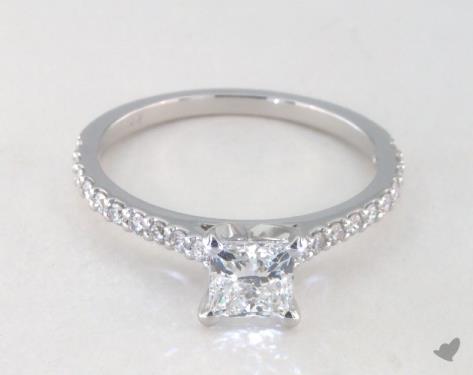 1.02 Carat Princess Cut Side stones Engagement Ring in 14K White Gold ...