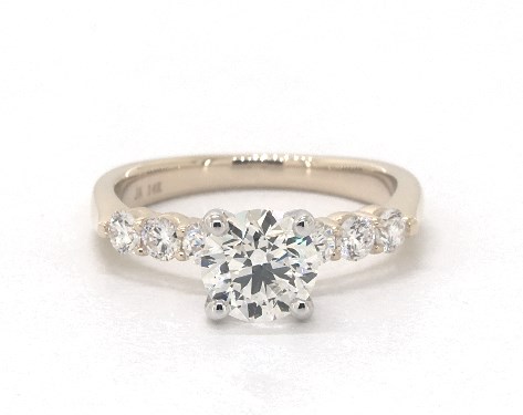 1.01 Carat Round Cut Side stones Engagement Ring in 14K Yellow Gold ...