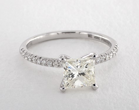 1.42 Carat Princess Cut Pave Engagement Ring in 14K White Gold - 1722222