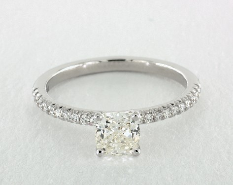 0.90 Carat Cushion Cut Pave Engagement Ring in 18K White Gold - 1782423