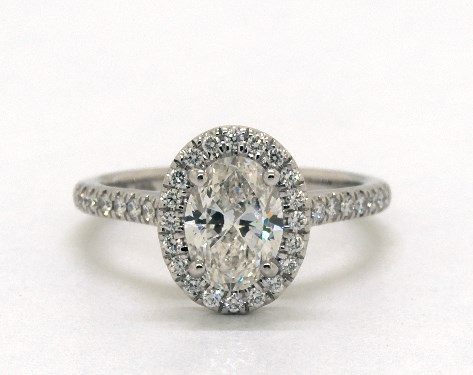 1.01 Carat Oval Cut Halo Engagement Ring in 14K White Gold - 1913703