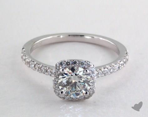 0.70 Carat Round Cut Halo Engagement Ring in 18K White Gold - 1636464
