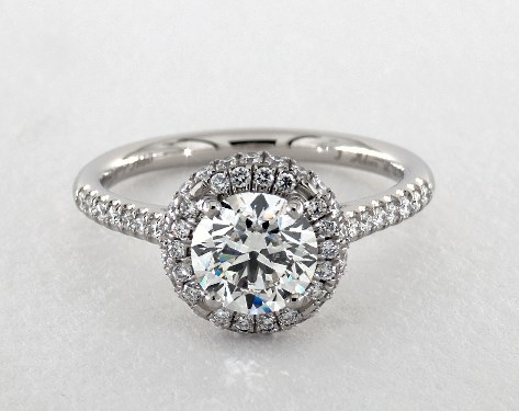 1.26 Carat Round Cut Halo Engagement Ring in Platinum - 1764024