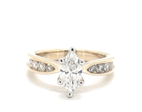 0.54 Carat Marquise Cut Channel Set Engagement Ring in 14K Yellow Gold ...