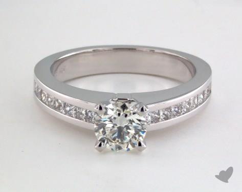 0.92 Carat Round Cut Channel Set Engagement Ring in 14K White Gold ...