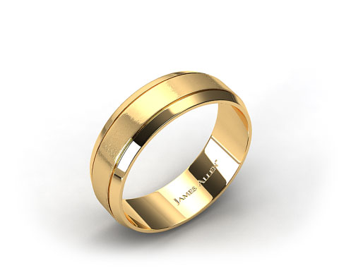 18K Yellow Gold 8mm Etched Comfort Fit Wedding Band-16273y