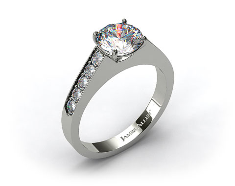 Platinum Single Claw Prong Pavé Set Diamond Engagement Ring-17125p