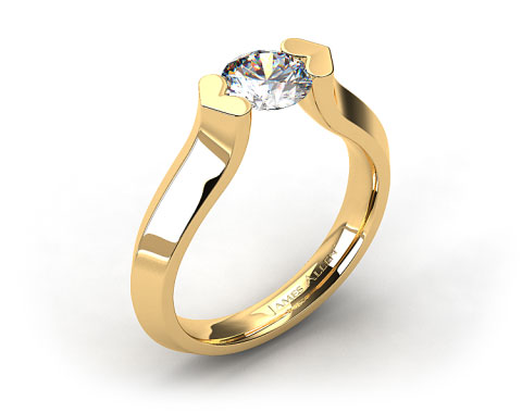 18K Yellow Gold Heart Shaped Tension Set Engagement Ring-17214y
