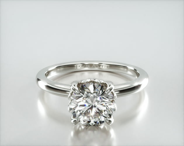 Solitaire Engagement Ring Embellished With a Four Prong Lotus Basket ...