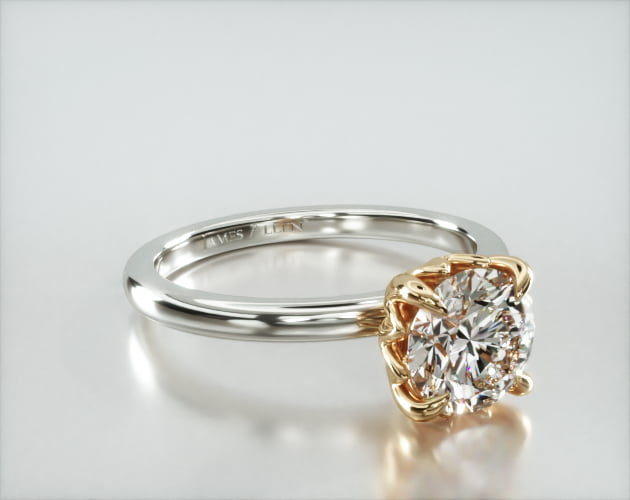 Solitaire Engagement Ring Embellished With a Four Prong Lotus Basket ...