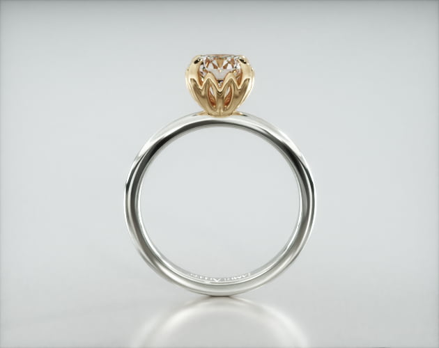 Solitaire Engagement Ring Embellished With a Four Prong Lotus Basket ...