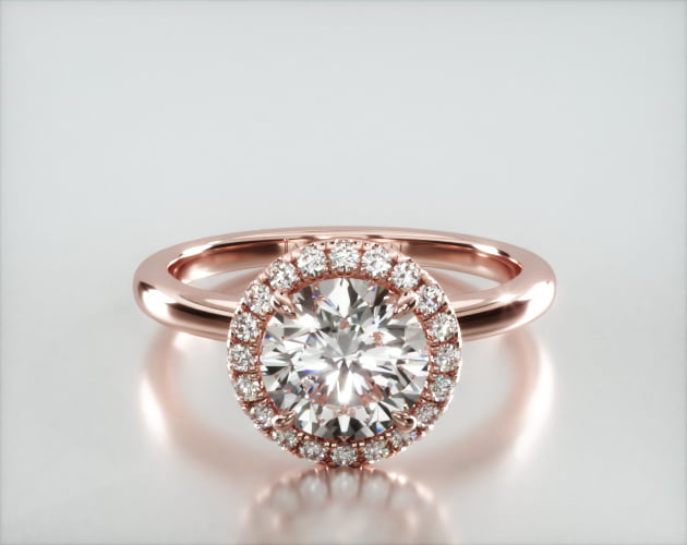 Solitaire Engagement Ring Embellished With a Single Row Pavé Halo Head ...