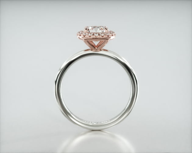 Solitaire Engagement Ring Embellished With a Single Row Pavé Halo Head ...