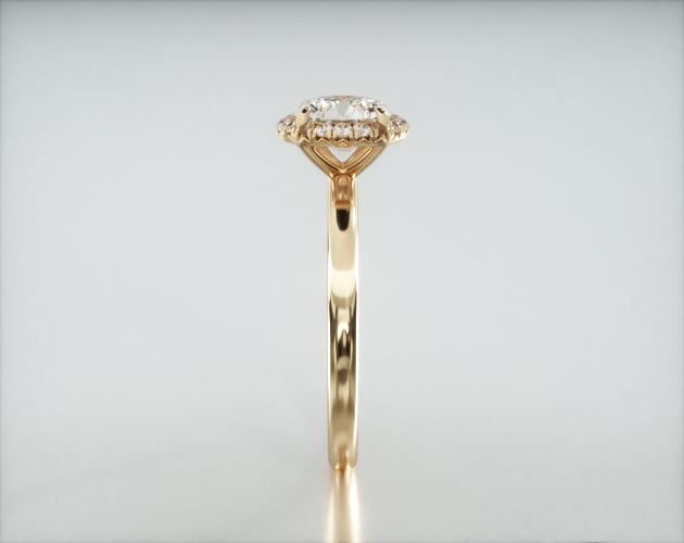 Solitaire Engagement Ring Embellished With a French Pavé Halo Head ...