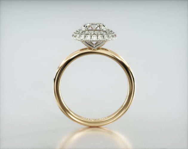 Solitaire Engagement Ring Embellished With a Falling Edge Pavé Halo ...