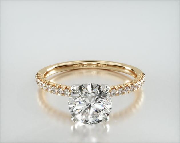 Petite French Pavé Engagement Ring Embellished With a Four Prong ...