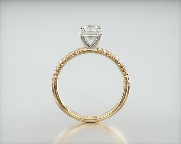 Petite French Pavé Engagement Ring Embellished With a Classic Basket ...