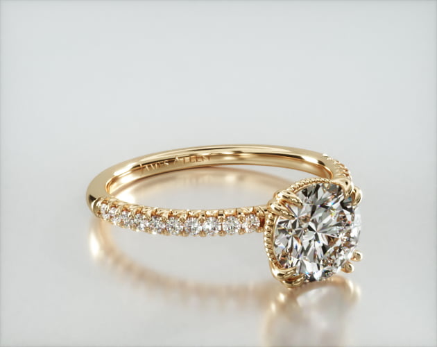 Petite French Pavé Engagement Ring Embellished With a Vintage Basket ...