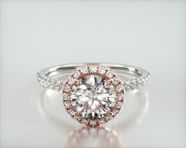 Petite French Pavé Engagement Ring Embellished With a Single Row Pavé ...