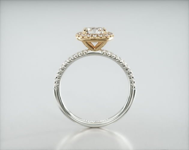 Petite French Pavé Engagement Ring Embellished With a Single Row Pavé ...