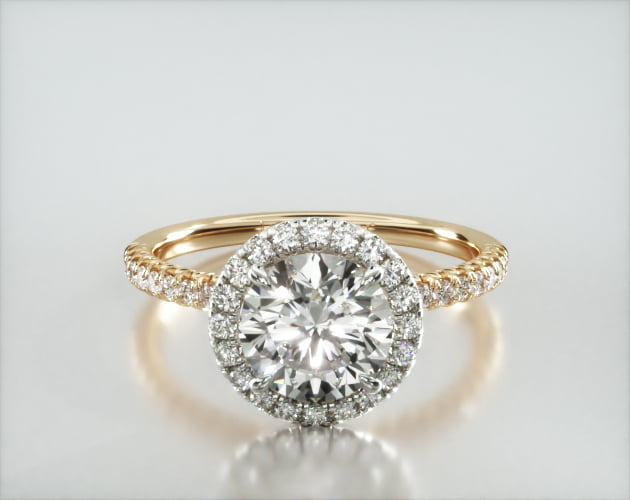 Petite French Pavé Engagement Ring Embellished With a Single Row Pavé ...