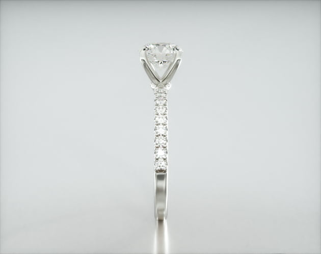 Petite U Shaped Pavé Engagement Ring Embellished With a Four Prong ...