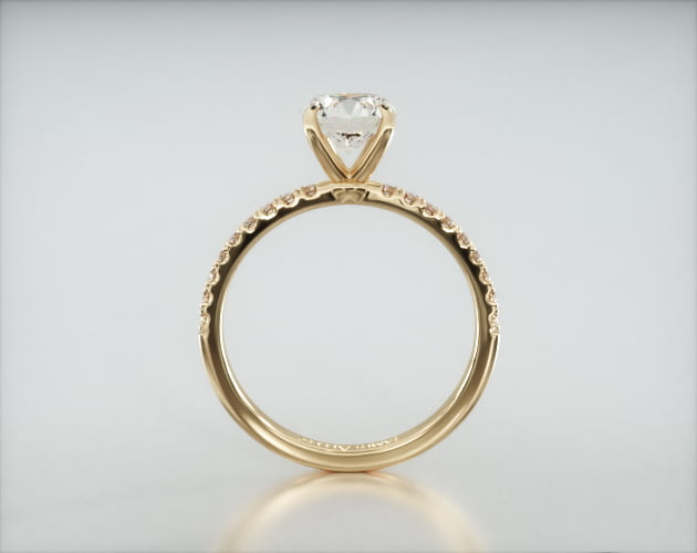 Petite U Shaped Pavé Engagement Ring Embellished With a Four Prong ...