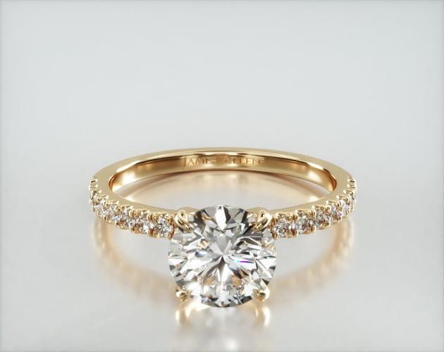 Petite U Shaped Pavé Engagement Ring Embellished With a Four Prong ...