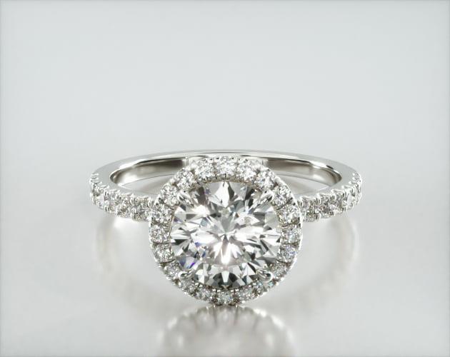 Petite U Shaped Pavé Engagement Ring Embellished With a Single Row Pavé ...