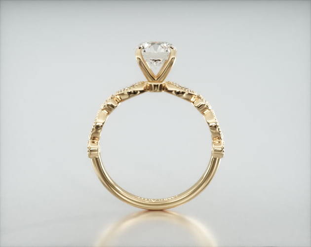 Round & Marquise Shape Diamond Engagement Ring Embellished With a Four ...