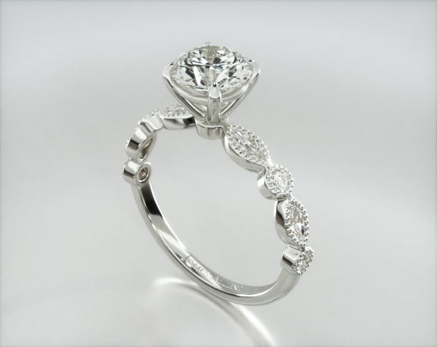 Round & Marquise Shape Diamond Engagement Ring Embellished With a ...