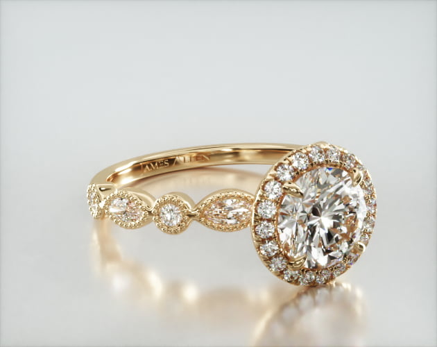 Round & Marquise Shape Diamond Engagement Ring Embellished With a ...