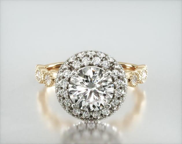 Round & Marquise Shape Diamond Engagement Ring Embellished With a ...