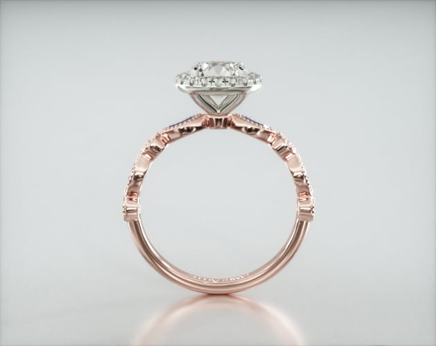 Round Diamond & Sapphire Marquise Shape Engagement Ring Embellished ...