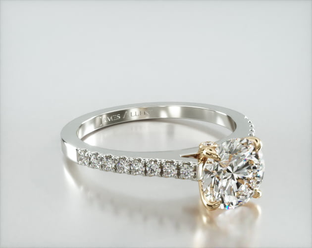 Cathedral Petite Pavé Engagement Ring Embellished With a Four Prong ...