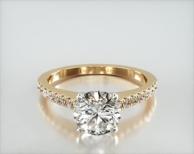 Cathedral Petite Pavé Engagement Ring Embellished With a Four Prong ...