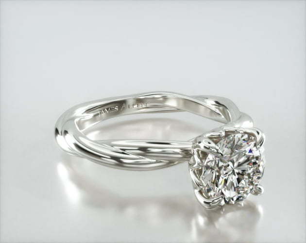 Rope Solitaire Engagement Ring Embellished With a Four Prong Lotus ...