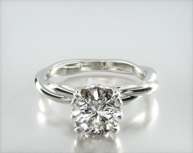 Rope Solitaire Engagement Ring Embellished With a Four Prong Lotus ...