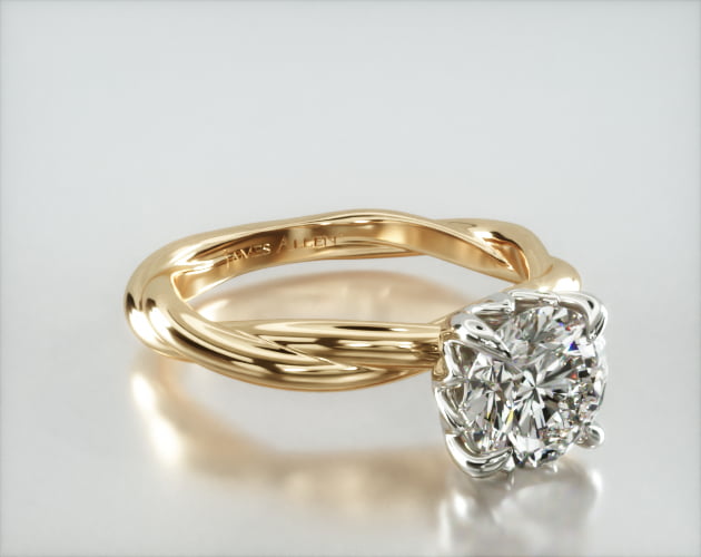 Rope Solitaire Engagement Ring Embellished With a Four Prong Lotus ...