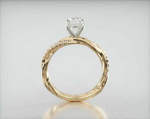 Rope Pavé Engagement Ring Embellished With a Four Prong Signature Head ...