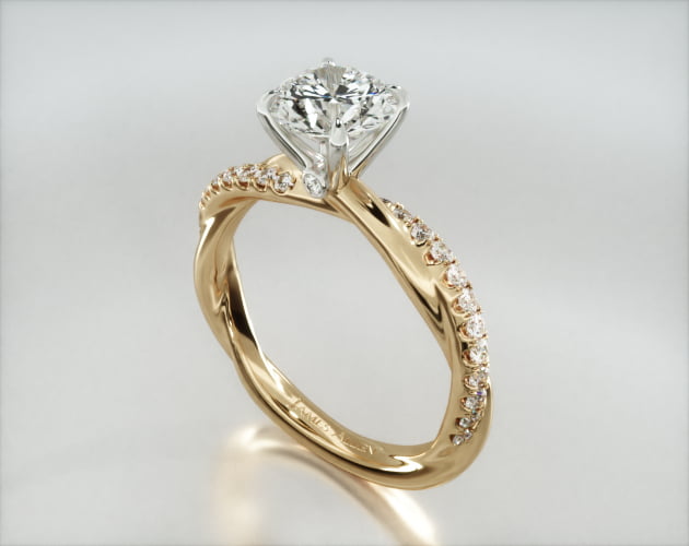 Rope Pavé Engagement Ring Embellished With a Four Prong Signature Head ...
