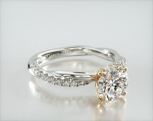 Rope Pavé Engagement Ring Embellished With a Four Prong Tulip Basket ...